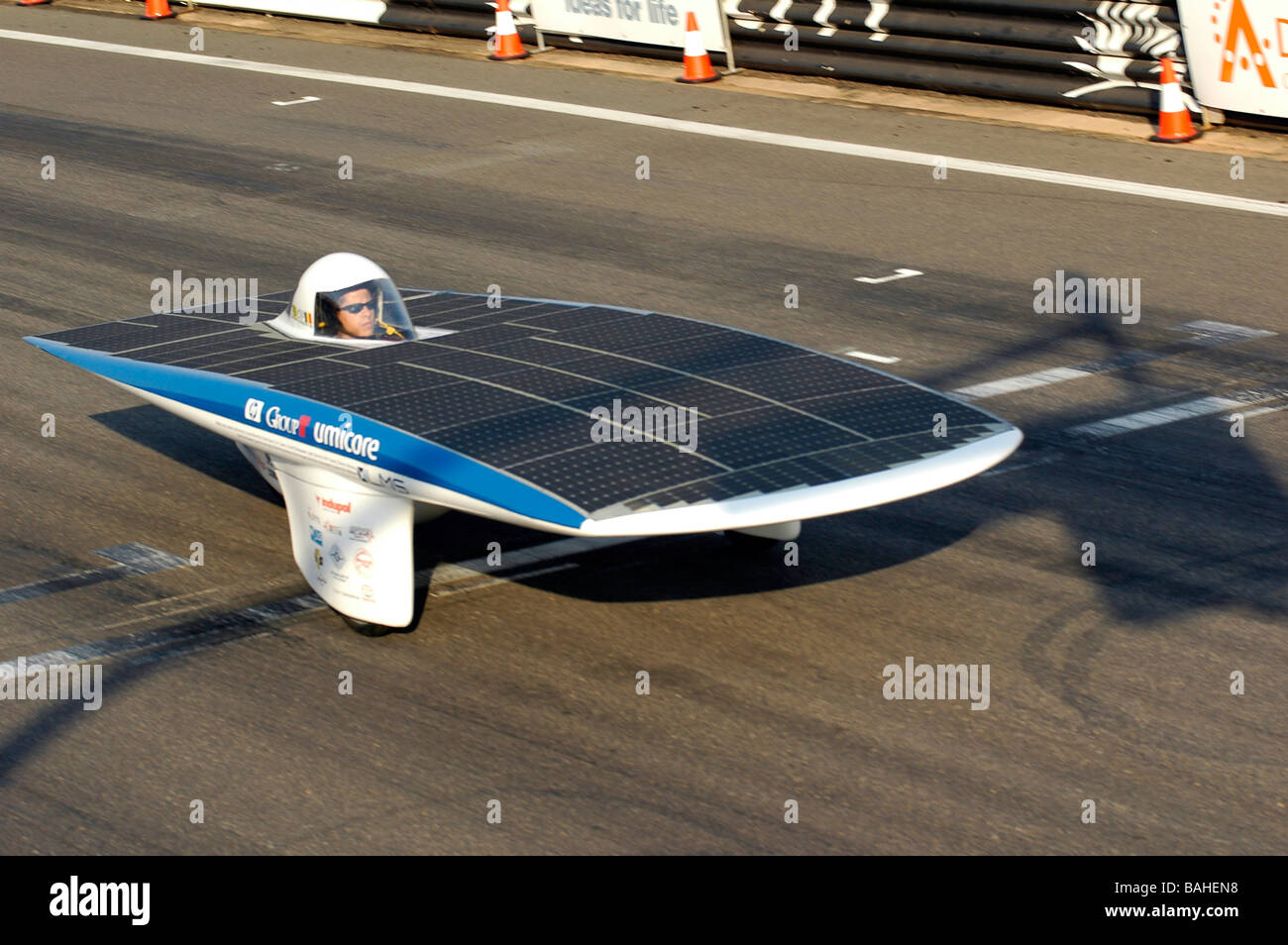 Solar cars taking part in the qualification rounds of the world solar ...