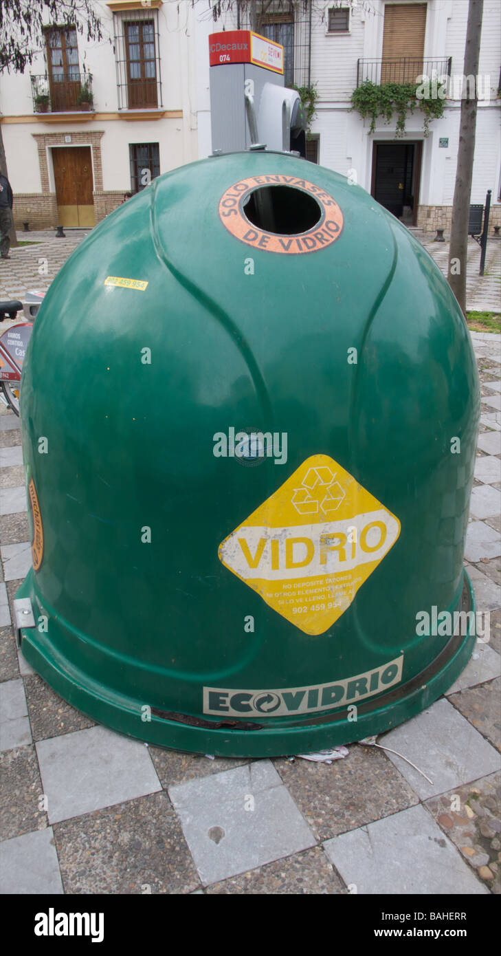 recycling bins in Seville in Spain Stock Photo - Alamy