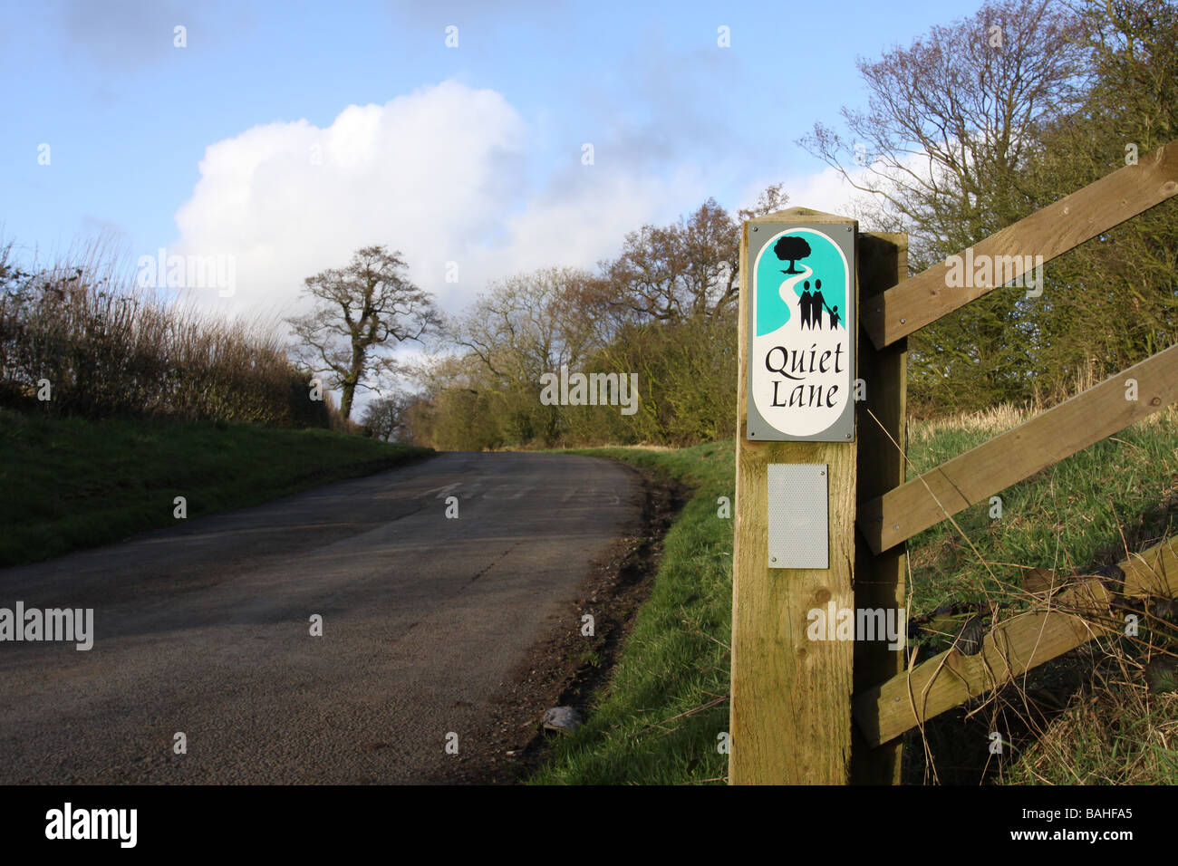 Quiet Lane with sign Lancashire England April 2009 Stock Photo - Alamy