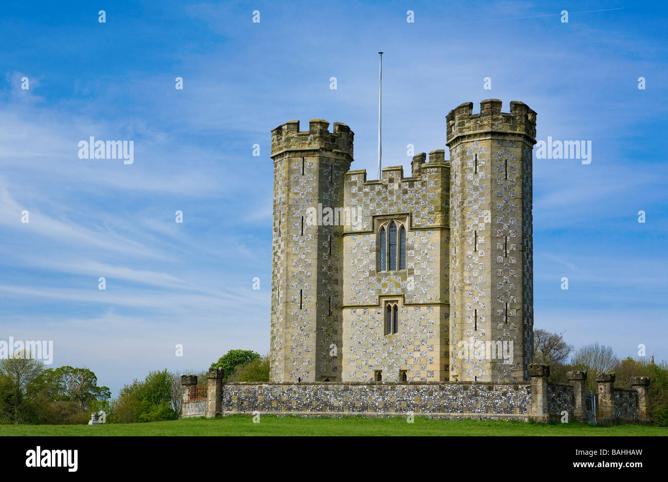 Hiorne Tower an 18th Century Folly on a fine Spring day, Arundel Park ...