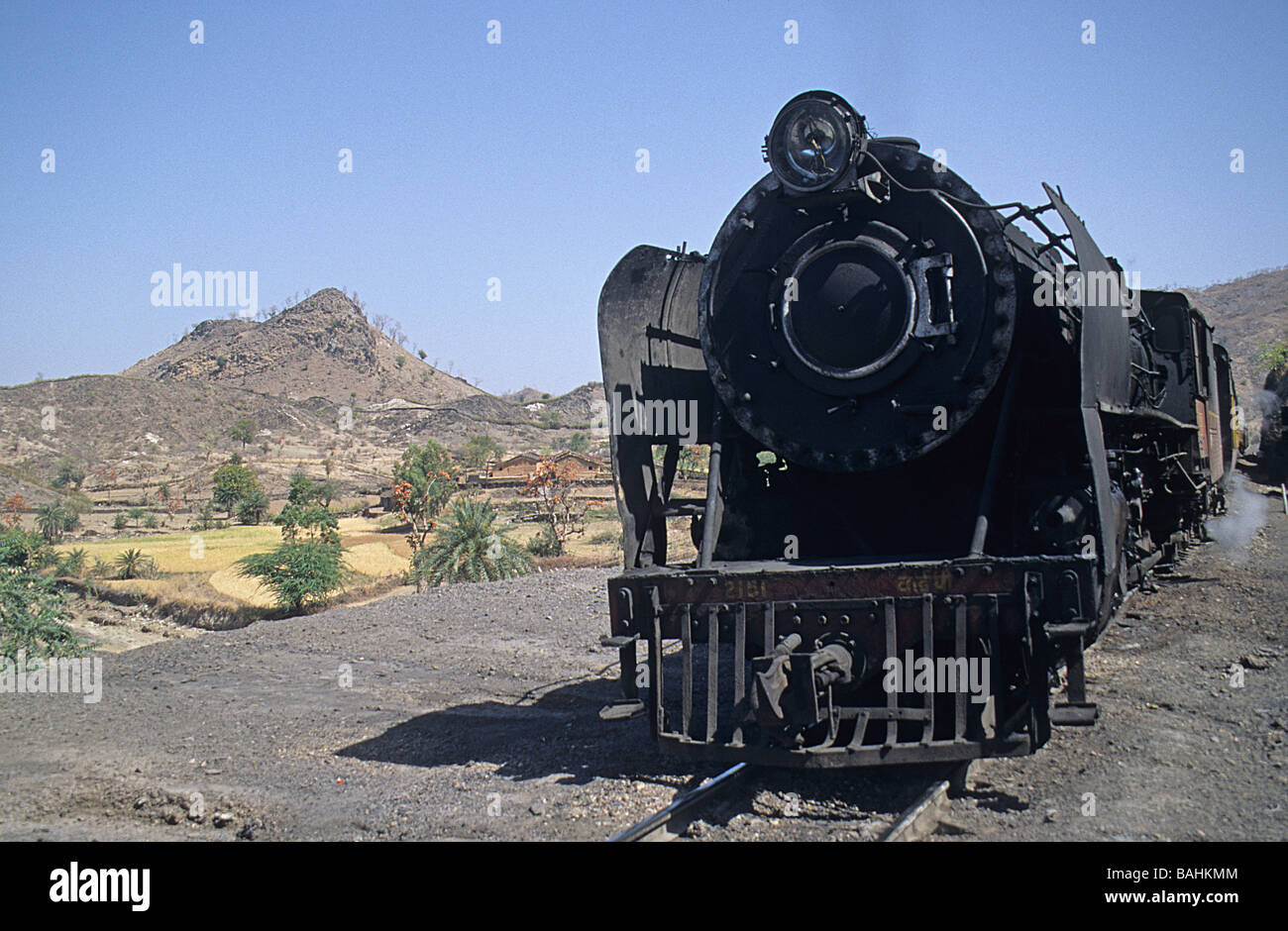 Indian Railways, steam locomotive on train from Udaipur to Ahmadabad ...