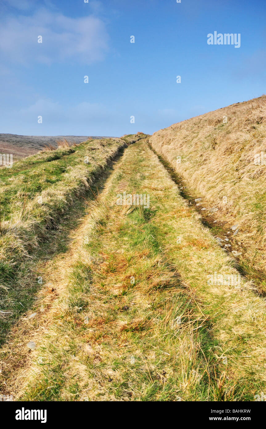 Vehicle tracks on a hill in the countryside Stock Photo - Alamy