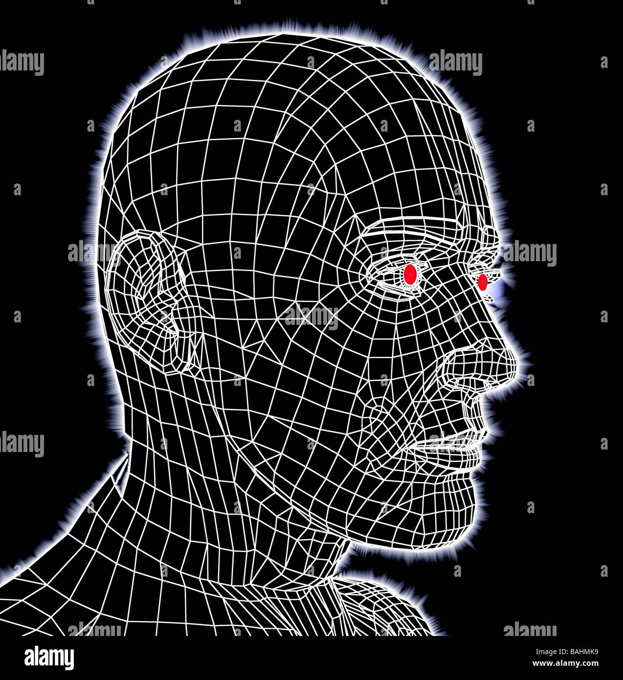 wire frame view of male robot head Stock Photo - Alamy