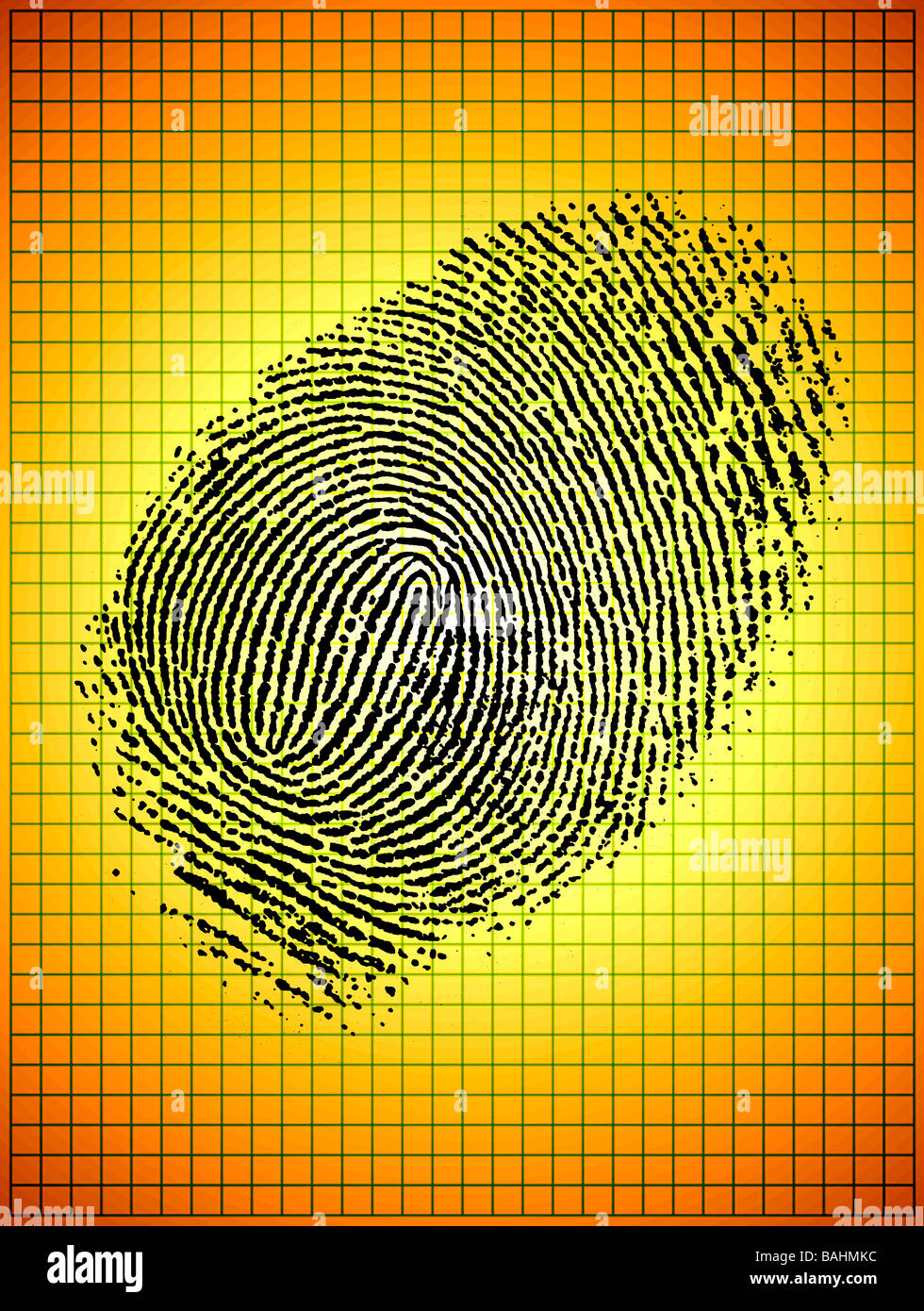 glowing fingerprint on grid Stock Photo - Alamy
