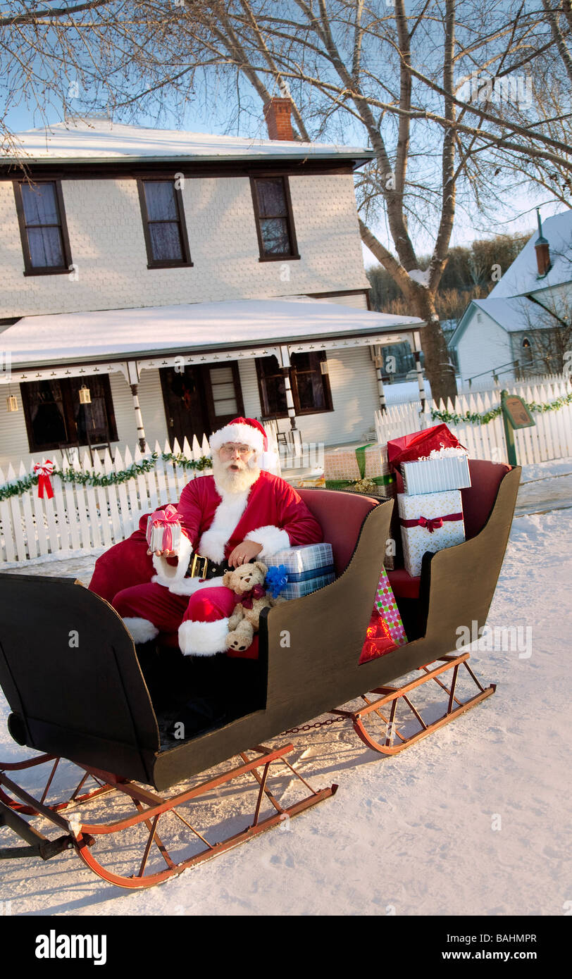 Santa Claus on his sled Stock Photo - Alamy