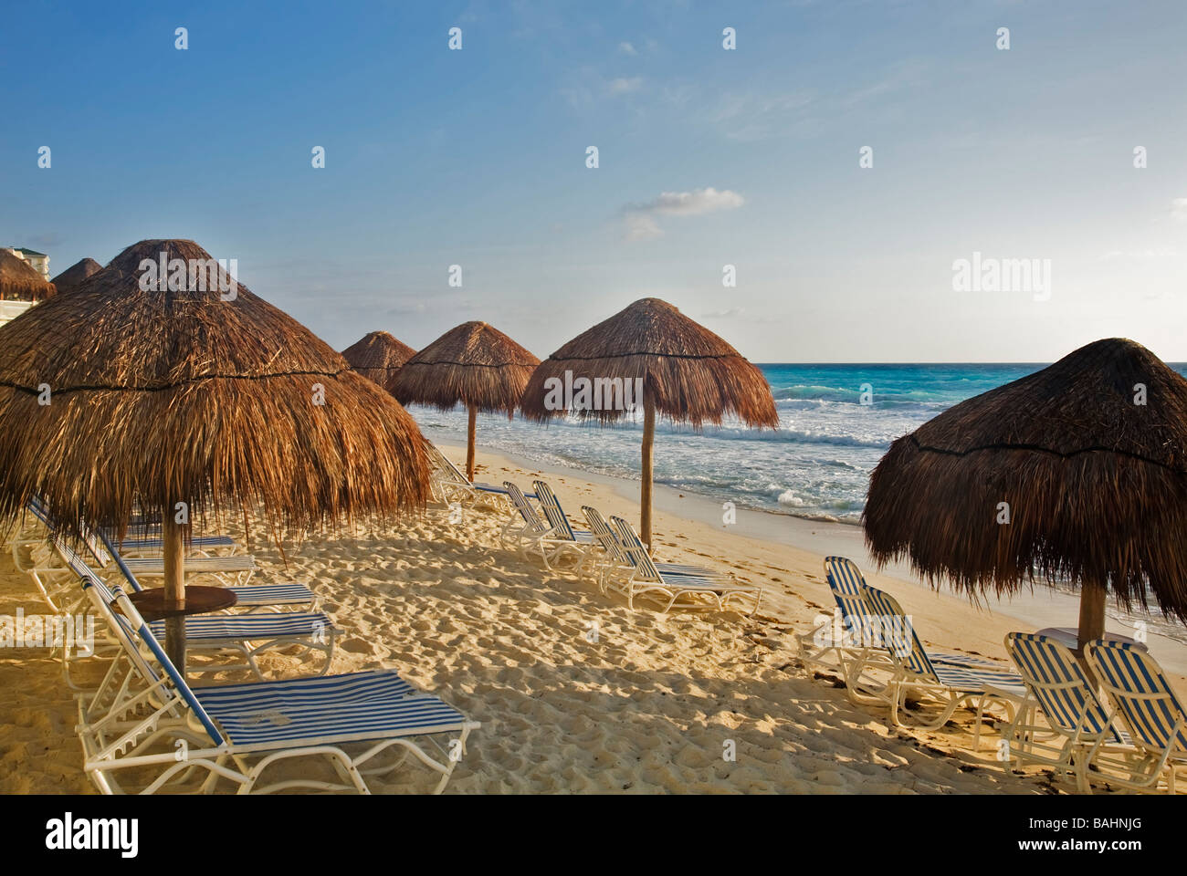 The turquoise waters and white sand beaches of Cancun on the Yucatan ...