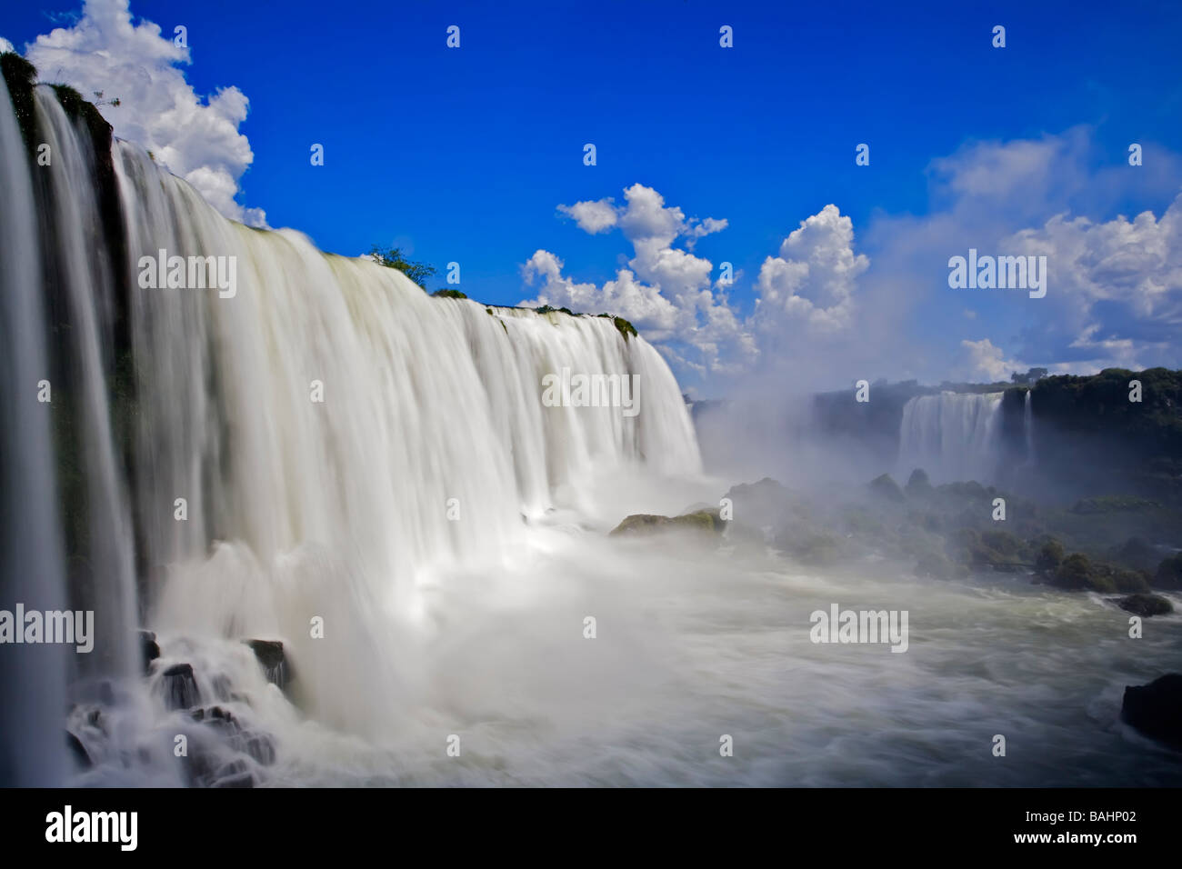 The spectacular Iguassu Falls located in Brazil, Argentina, and ...