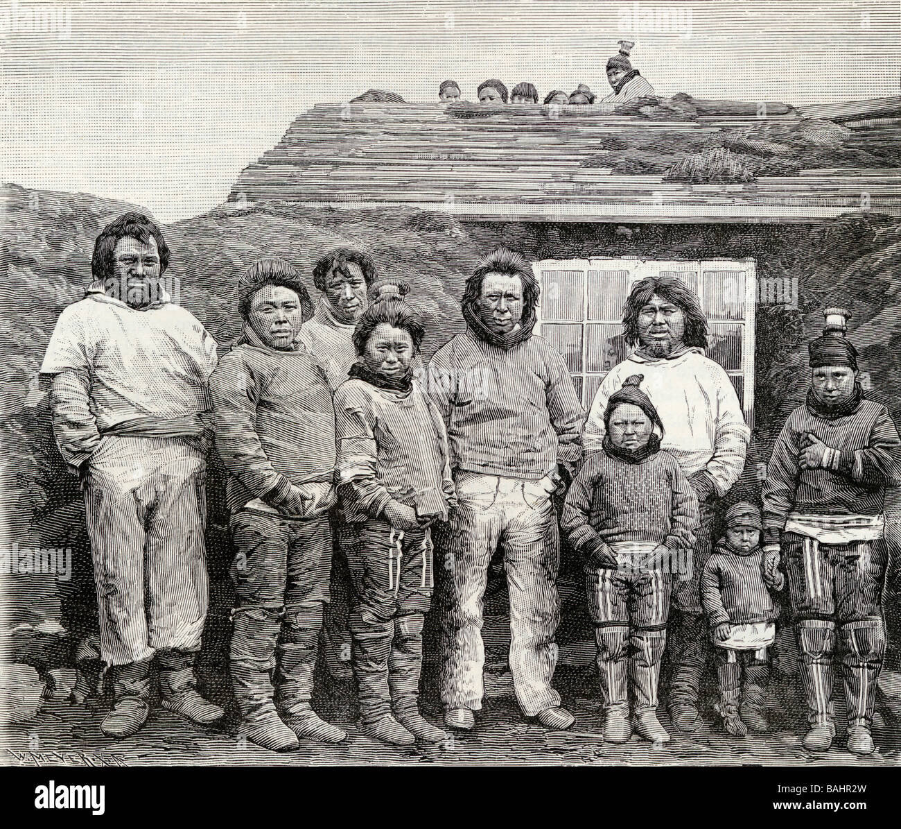 An Eskimo Family Engraved from a 19th century photograph from the book ...