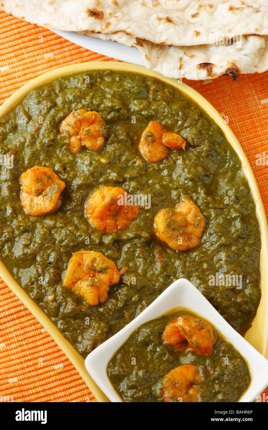 Saag Prawn is prepared from Prawns cooked in Palak gravy (Spinach) and Indian spices & served ...
