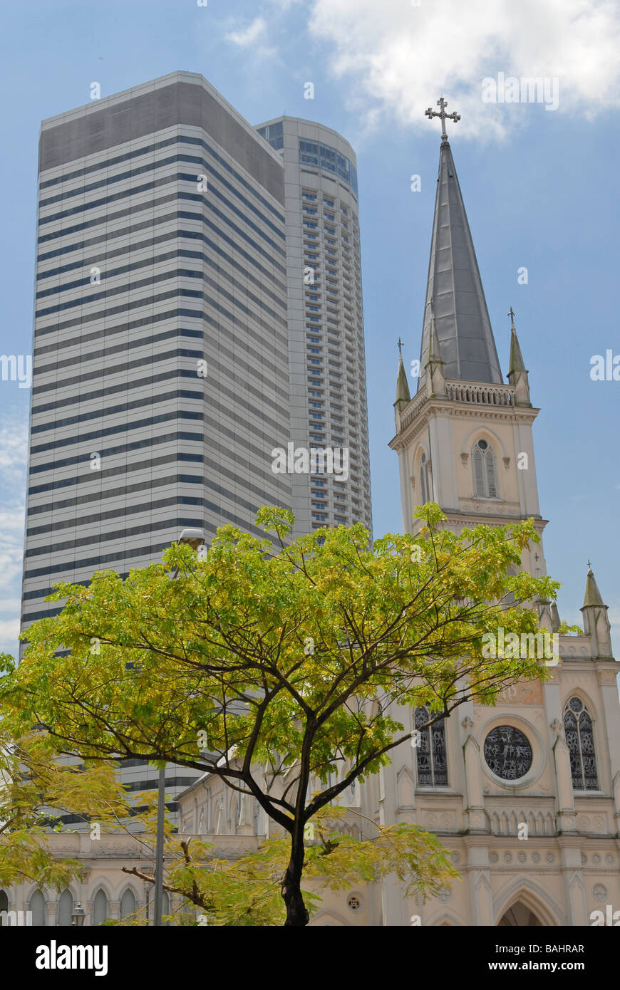 Church and Skyscraper, Singapore Stock Photo - Alamy