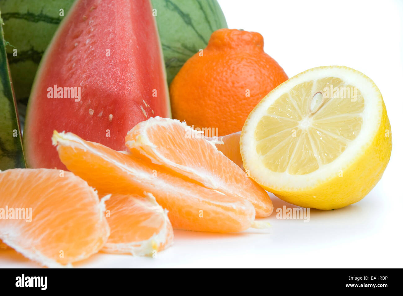 Close up shot of slices orange and lemon Stock Photo - Alamy