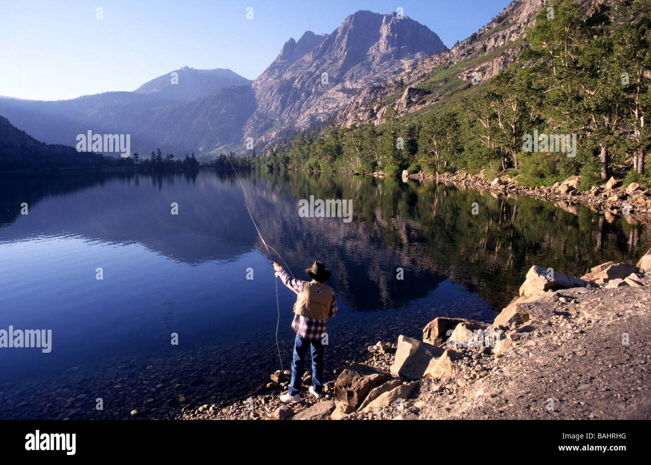 Angler on the June Lake Loop, Eastern California, off Highway 158 Stock ...