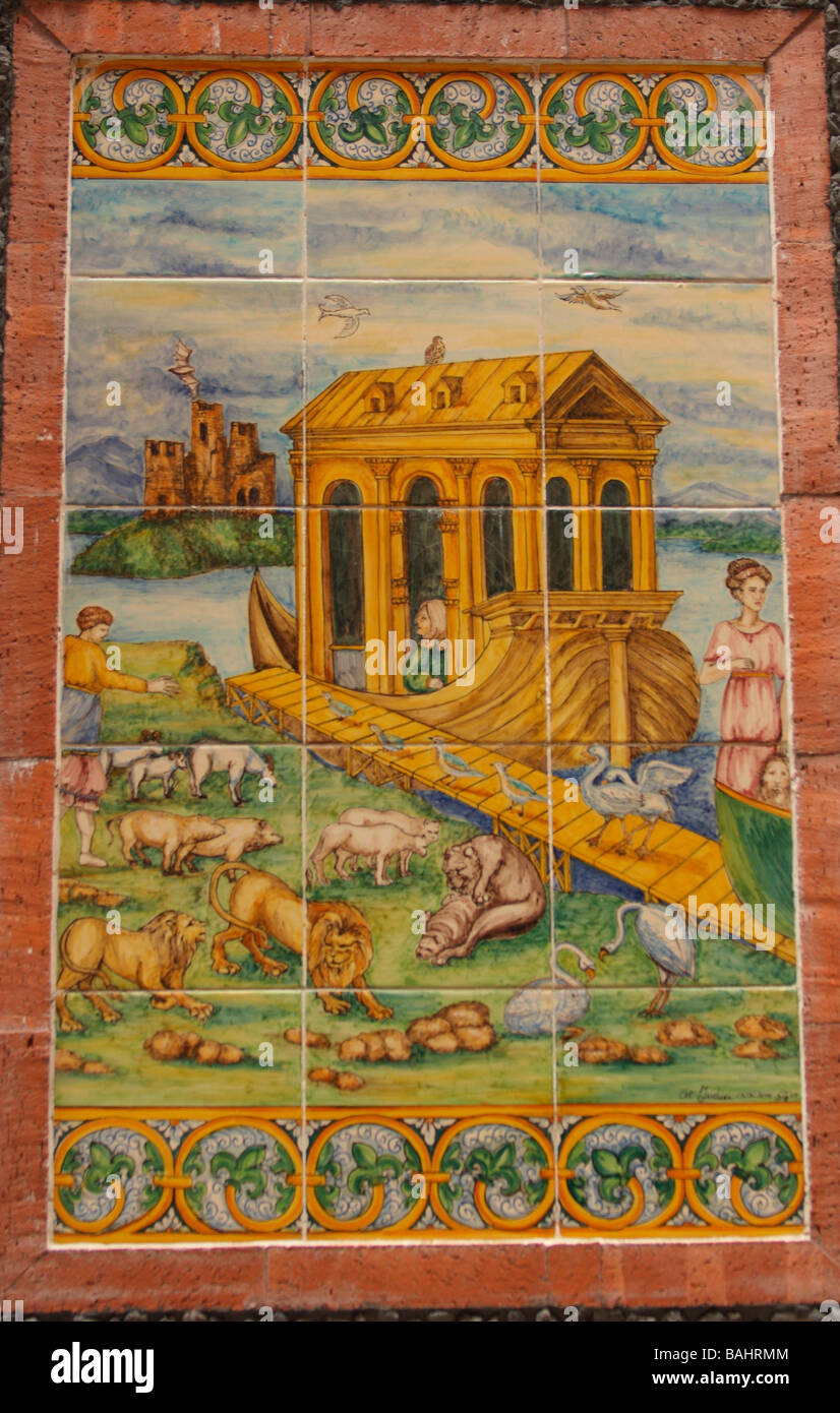 picture on a tiles at taormina house Stock Photo - Alamy