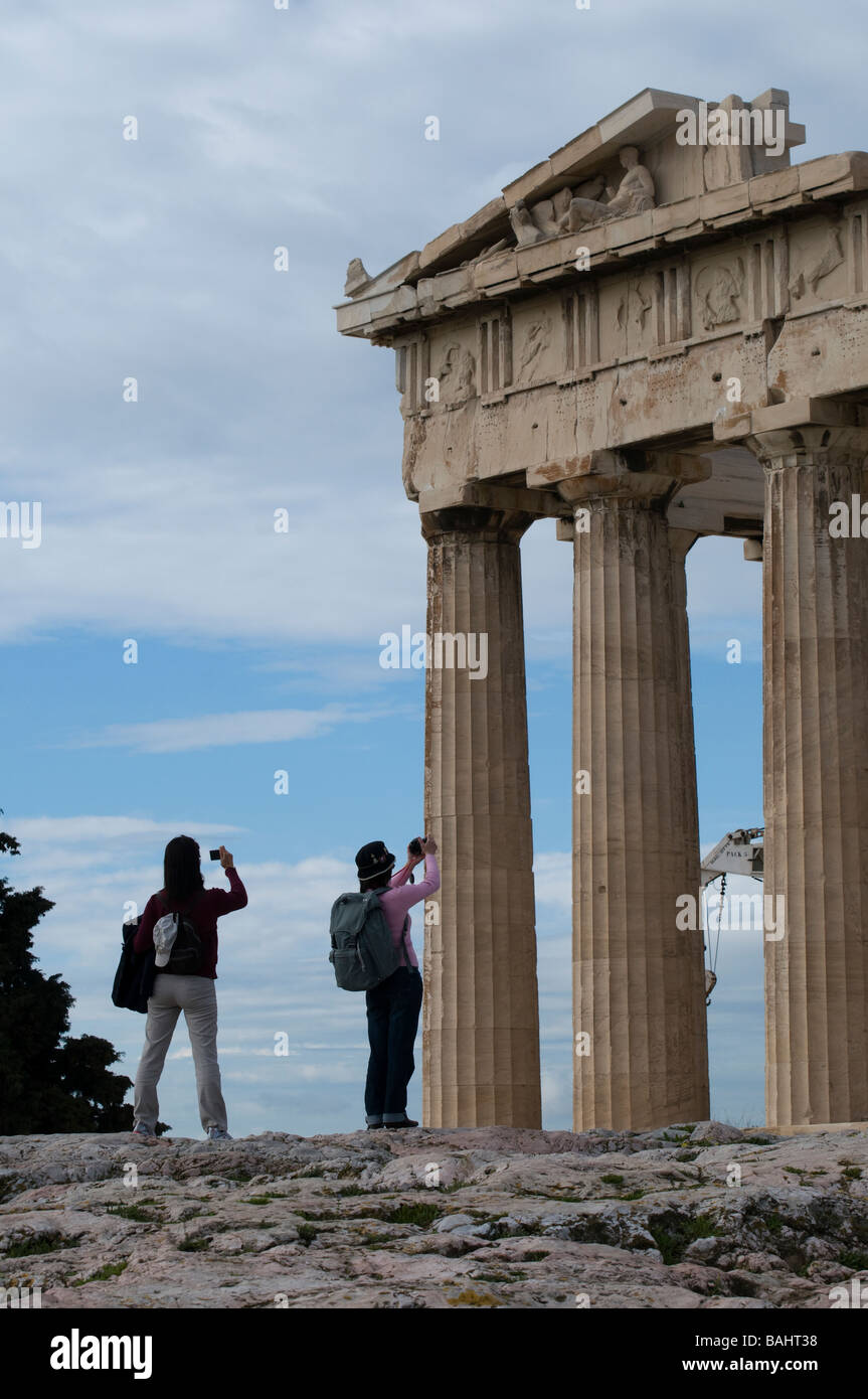 Tourists photographing the Parthenon on Acropolis rock Stock Photo - Alamy