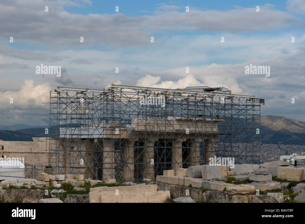 Reconstruction of the Propylaia of the Athenian Acropolis Stock Photo ...