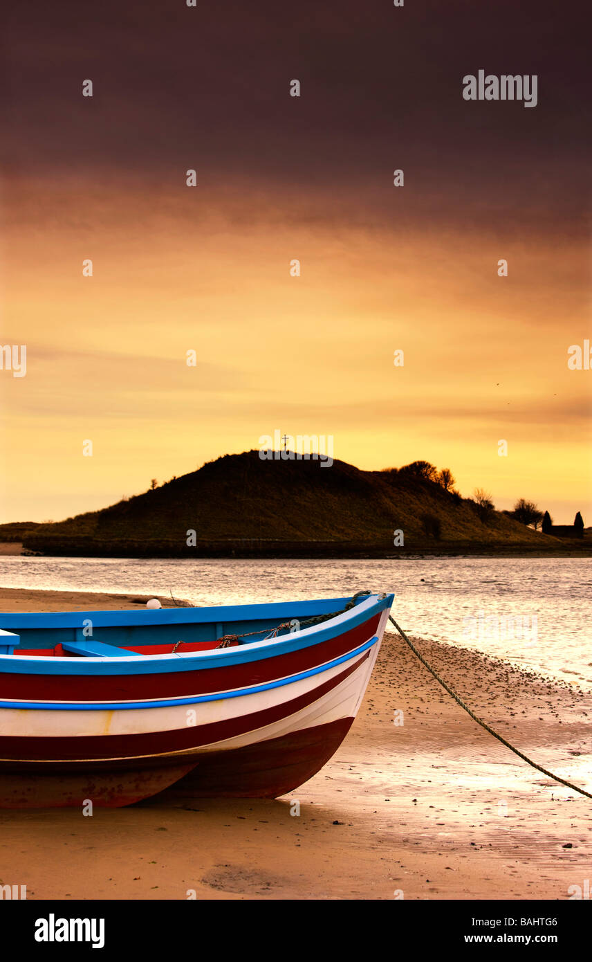 Alnmouth, Northumberland, England; Boat on sunset beach Stock Photo - Alamy