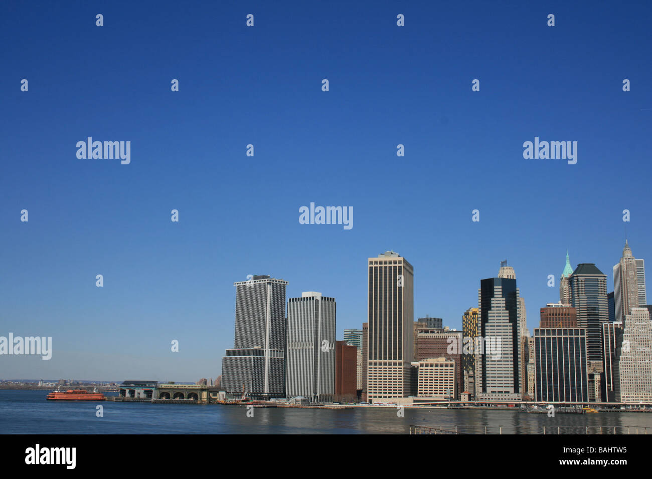 Southern most tip of Manhattan including the Staten Island Ferry Stock ...