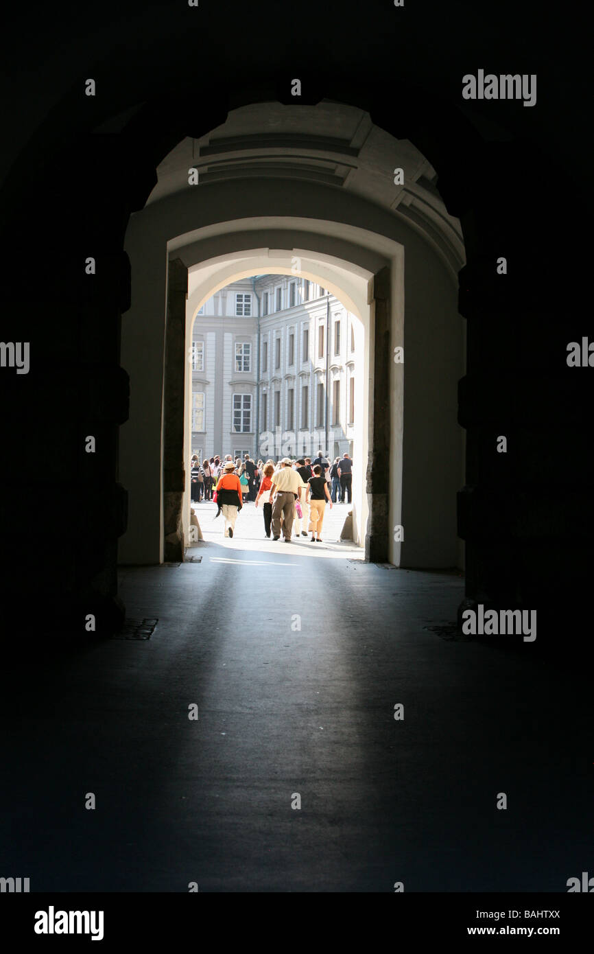 Vienna view through an archway with tourists Stock Photo - Alamy