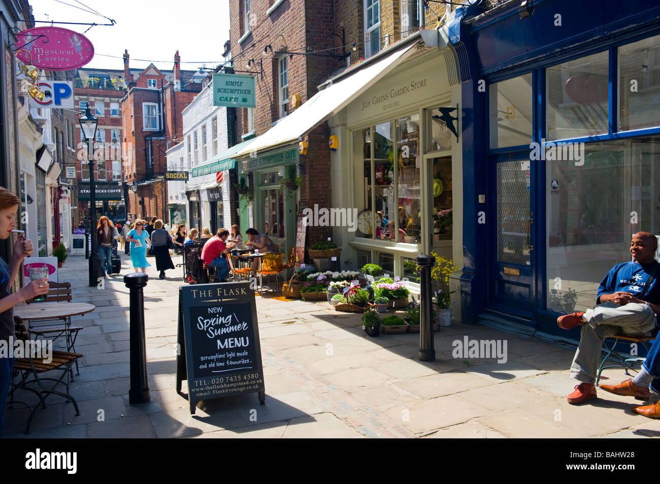 Spring London Hampstead Village Flask Walk mews lane typical old ...