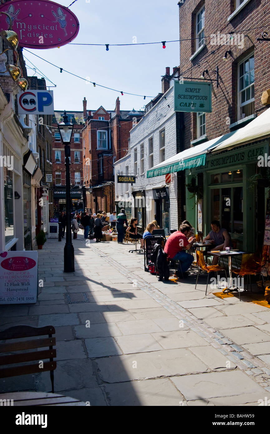 Spring in Hampstead Village , Flask Walk , with typical outside English ...