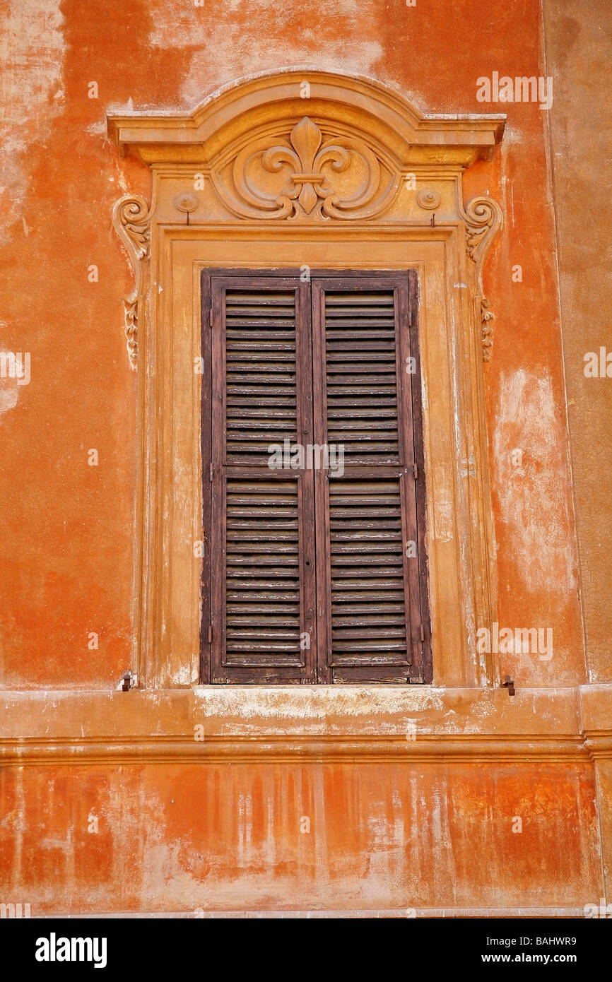 Rome, Italy; One window with shutters Stock Photo - Alamy