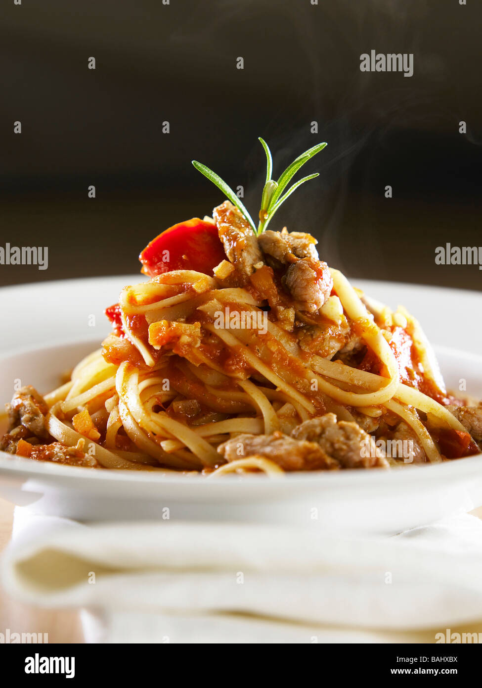 spaghetti with tomato sauces ready to serve Stock Photo - Alamy