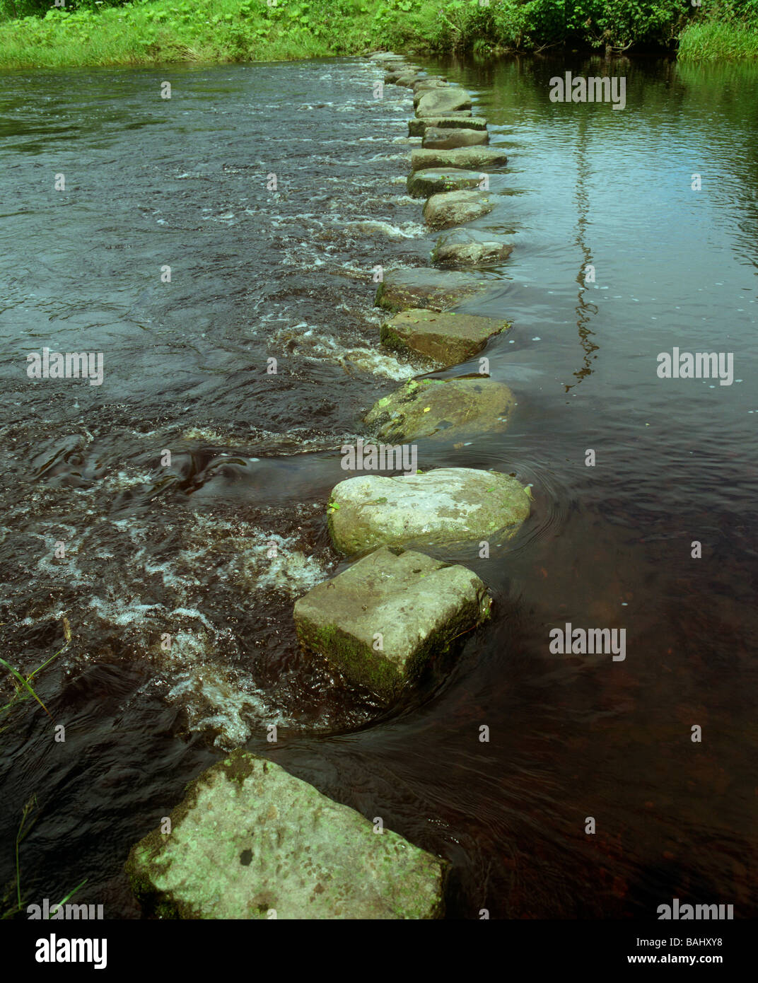 Stepping stones leading across a river Stock Photo - Alamy