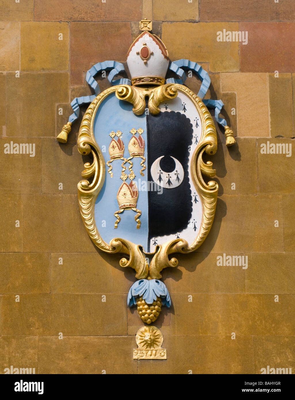 Cambridge, England, UK. Trinity Hall college Coat of Arms showing Sable ...