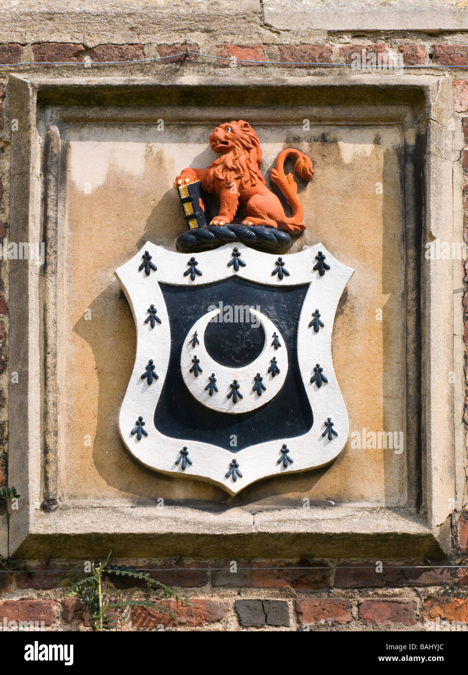 Cambridge, England, UK. Trinity Hall college Coat of Arms showing Sable ...