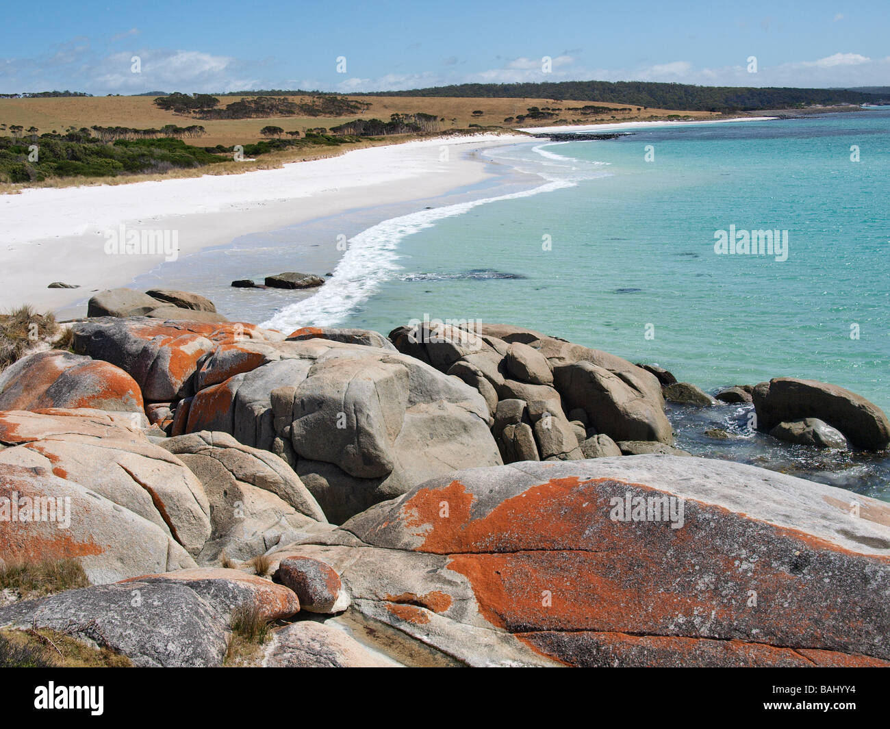 ROCKS AND BEACH PART OF THE REGION OF BAY OF FIRES TASMANIA AUSTRALIA ...