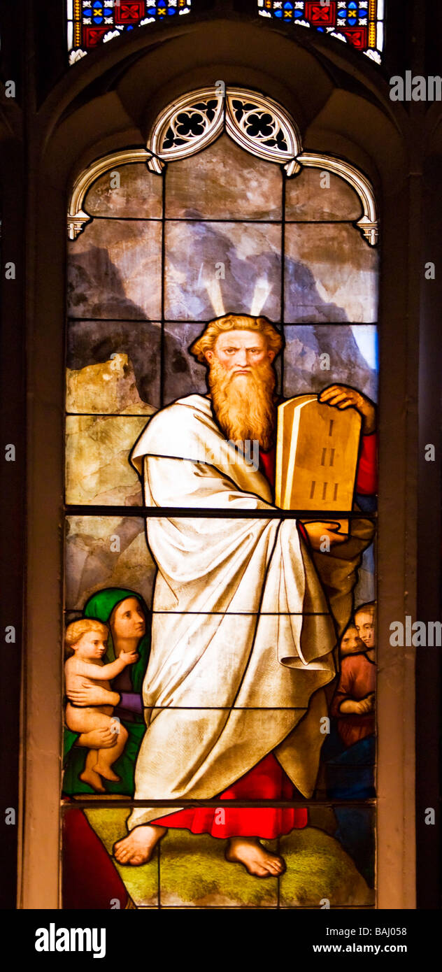Ten commandments stained glass window hi-res stock photography and ...