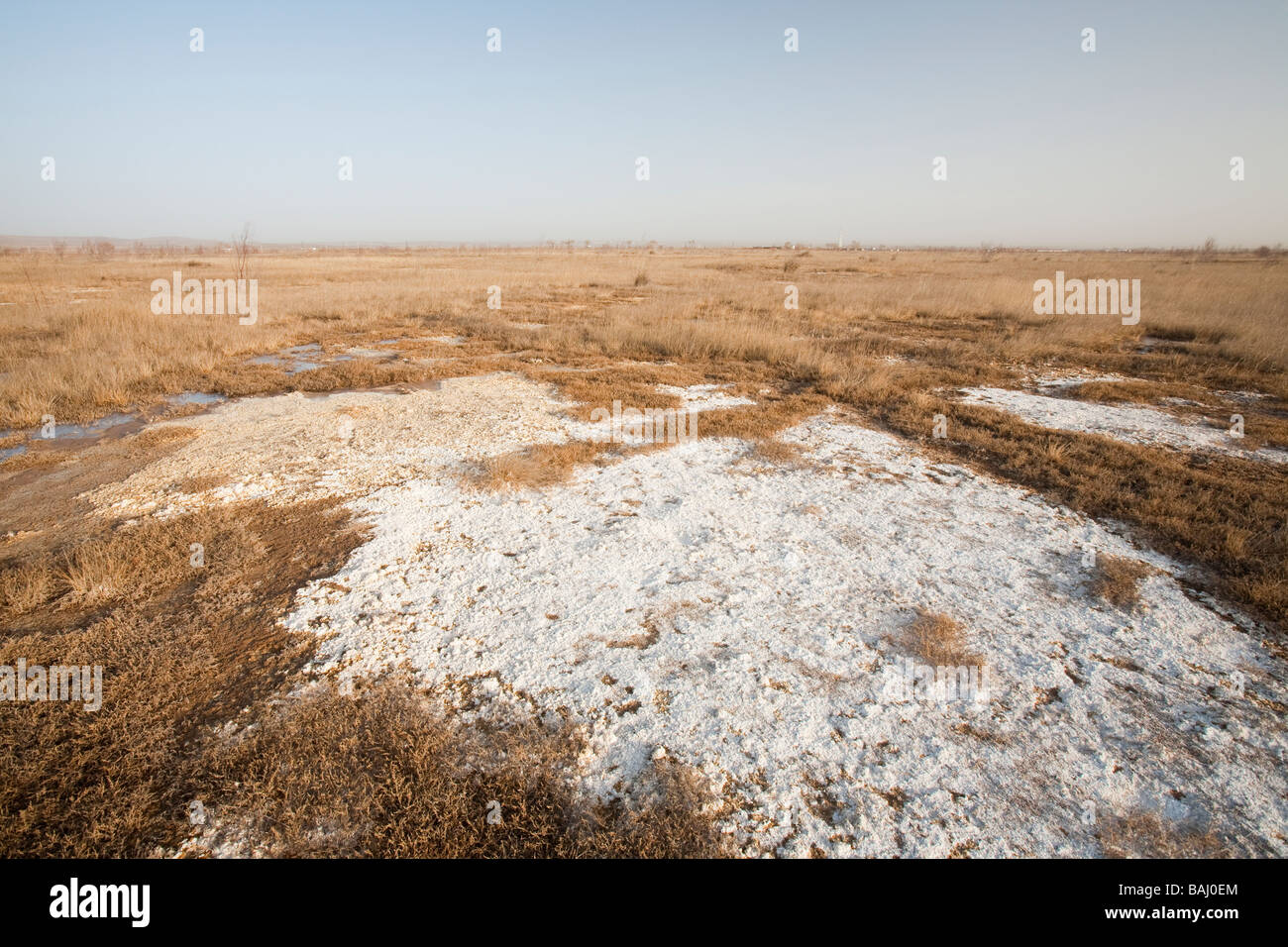 A lake bed dried out due to climate change induced drought in inner ...