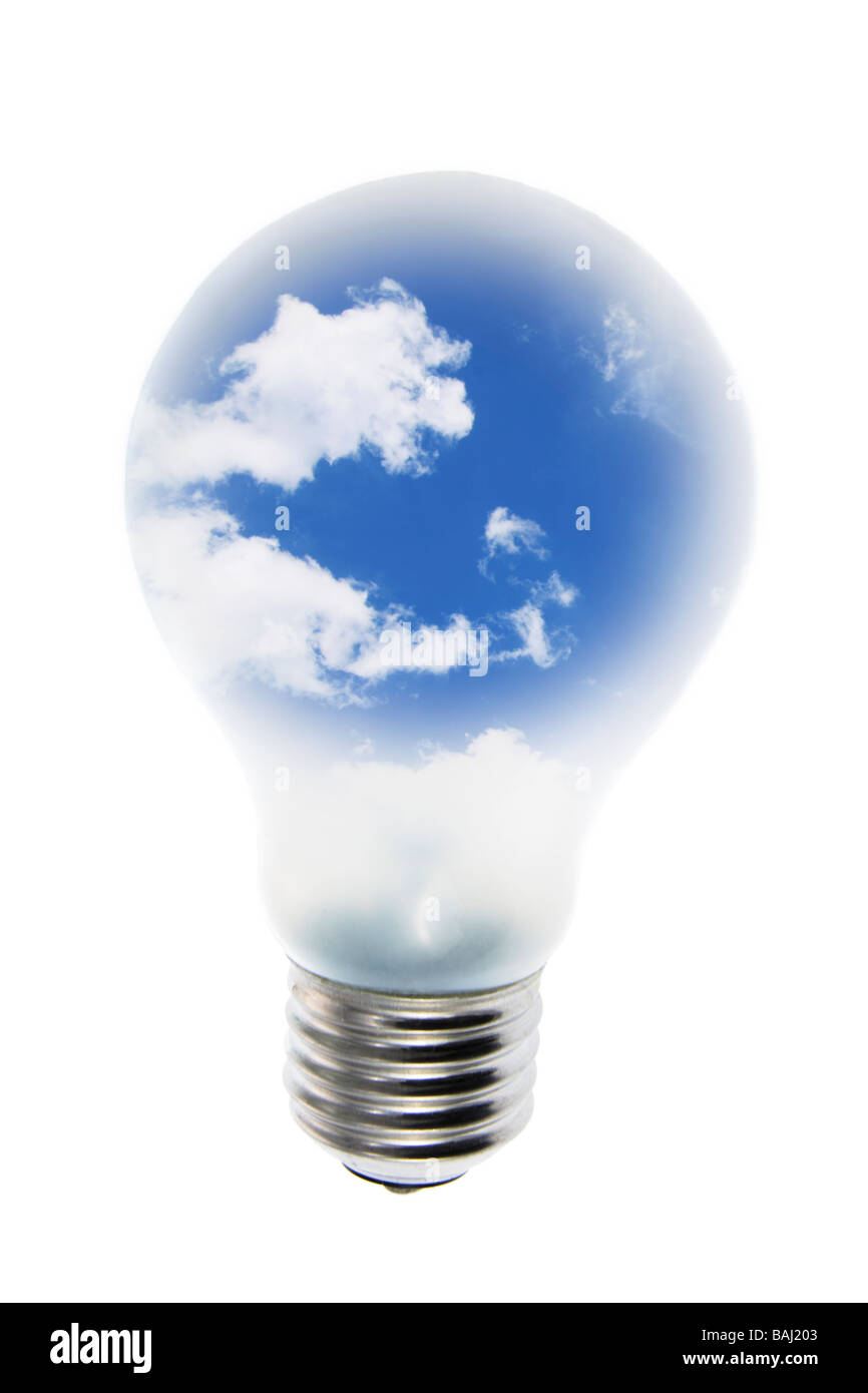 Clouds in Light Bulb Stock Photo - Alamy