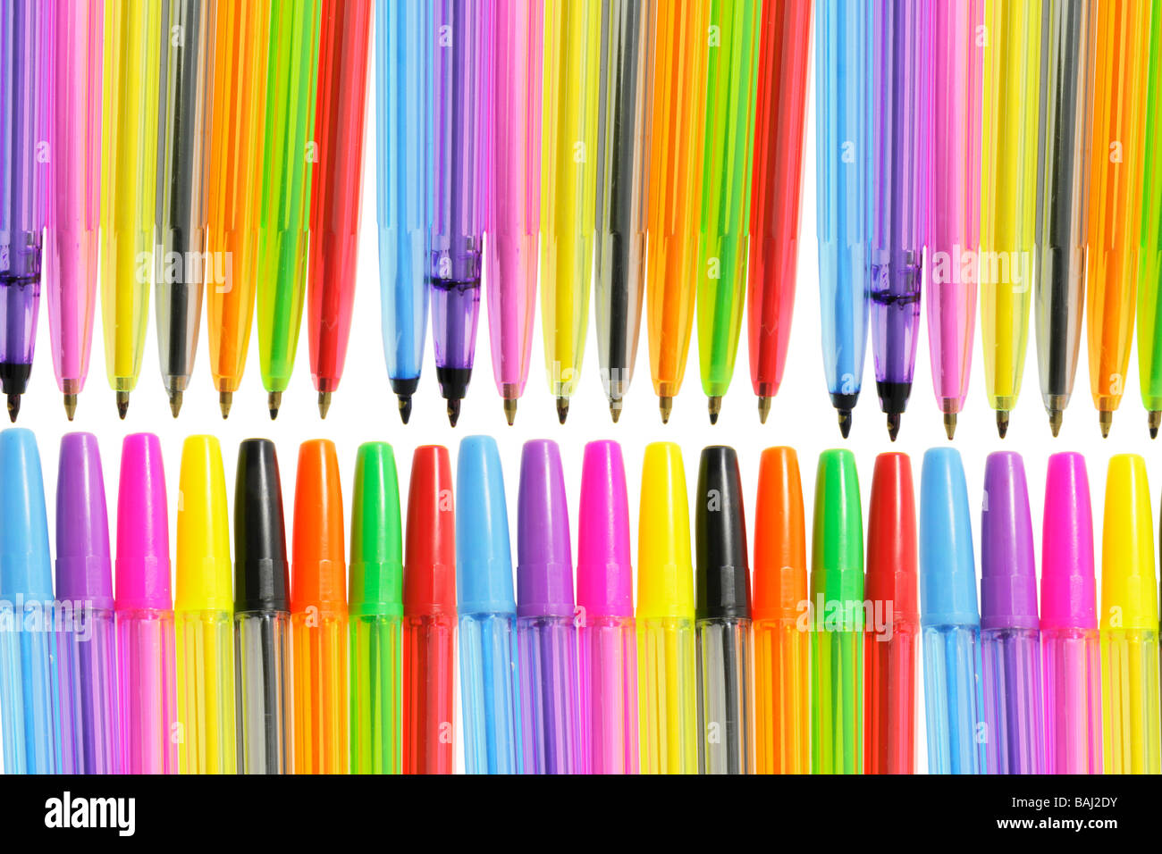 Row of Ballpoint Pens Stock Photo - Alamy