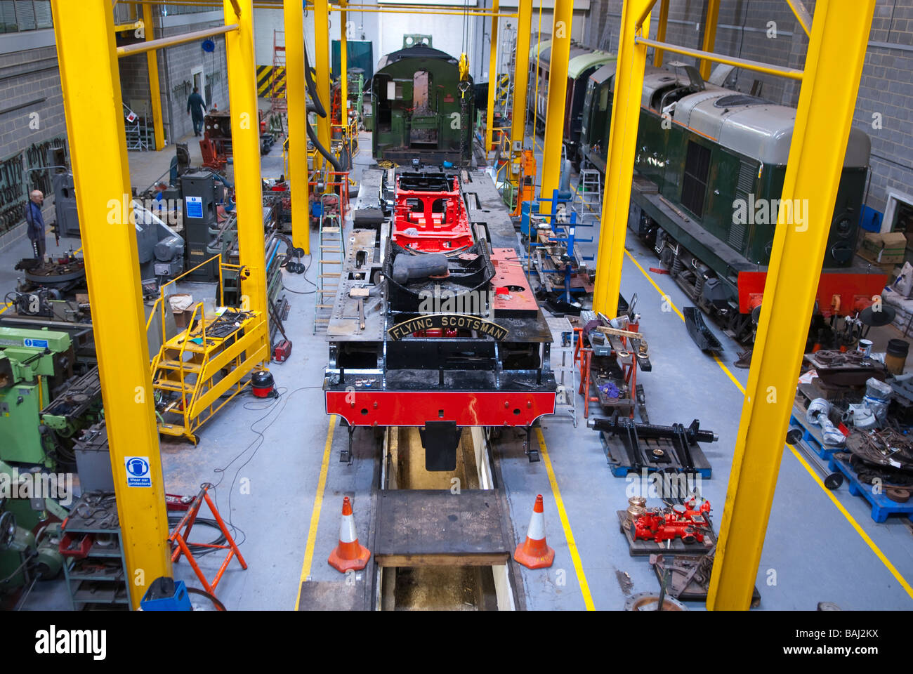 The Flying Scotsman steam train undergoing maintenance work at the ...