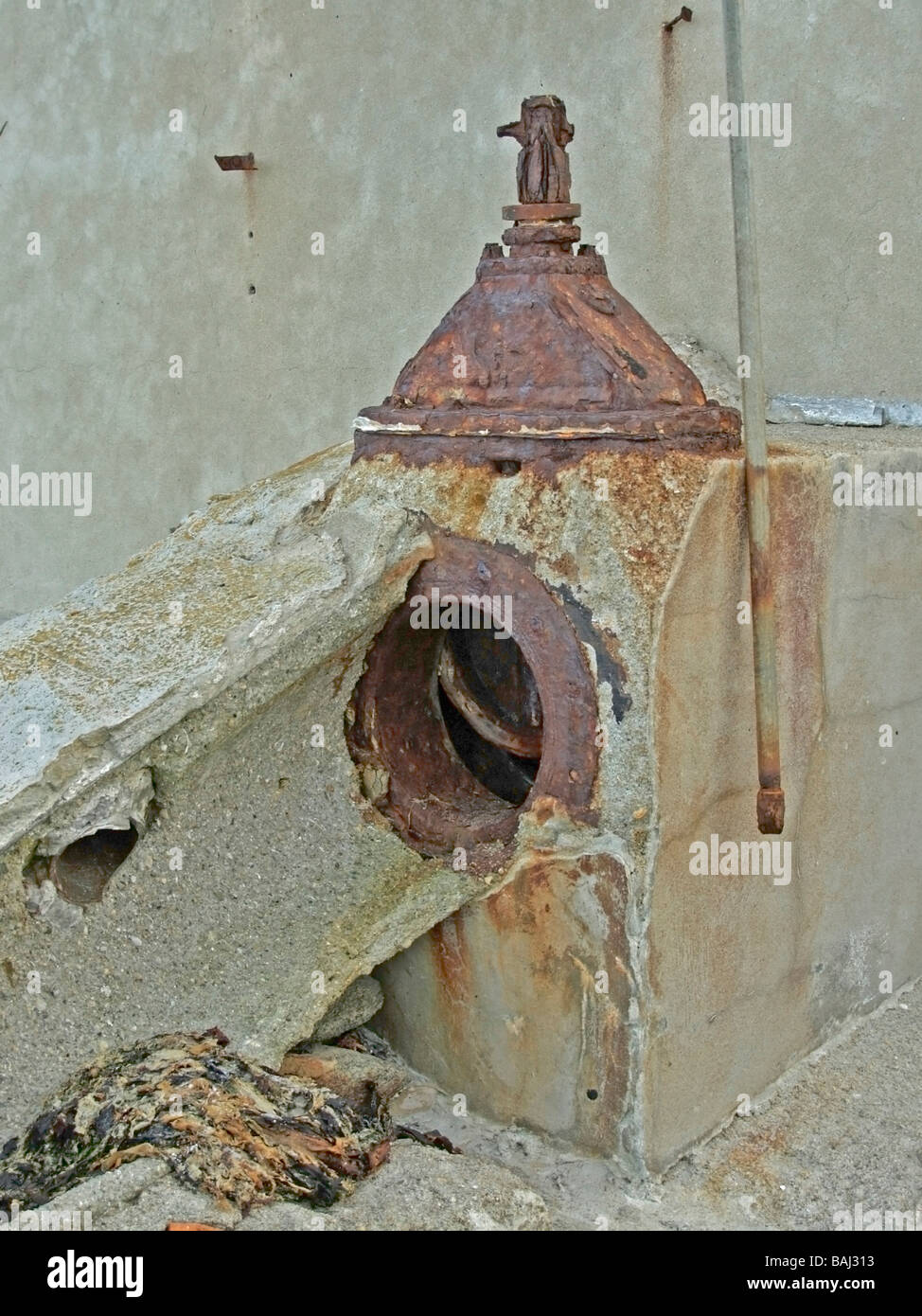 defect water pipe at the coast Santec Finistere Brittany France Stock ...