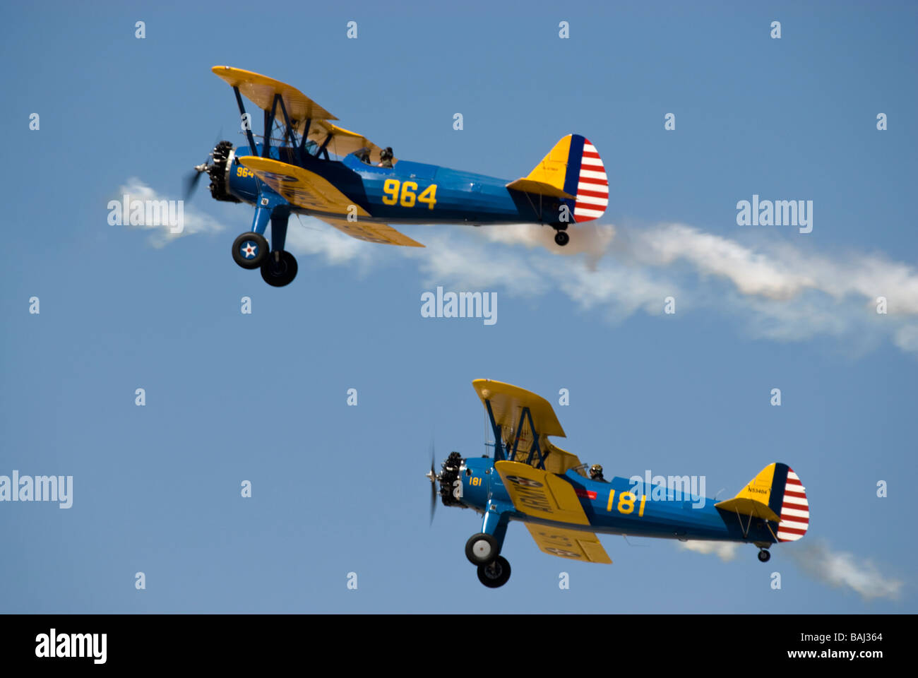 A pair of Stearman Biplanes in Flight Stock Photo - Alamy