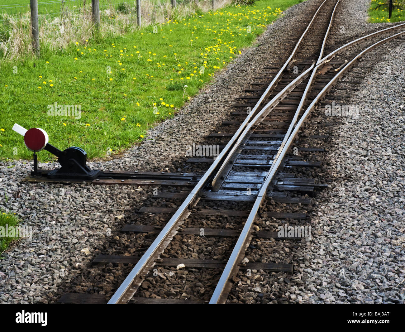 a set of points on a narrow guage railway line Stock Photo - Alamy