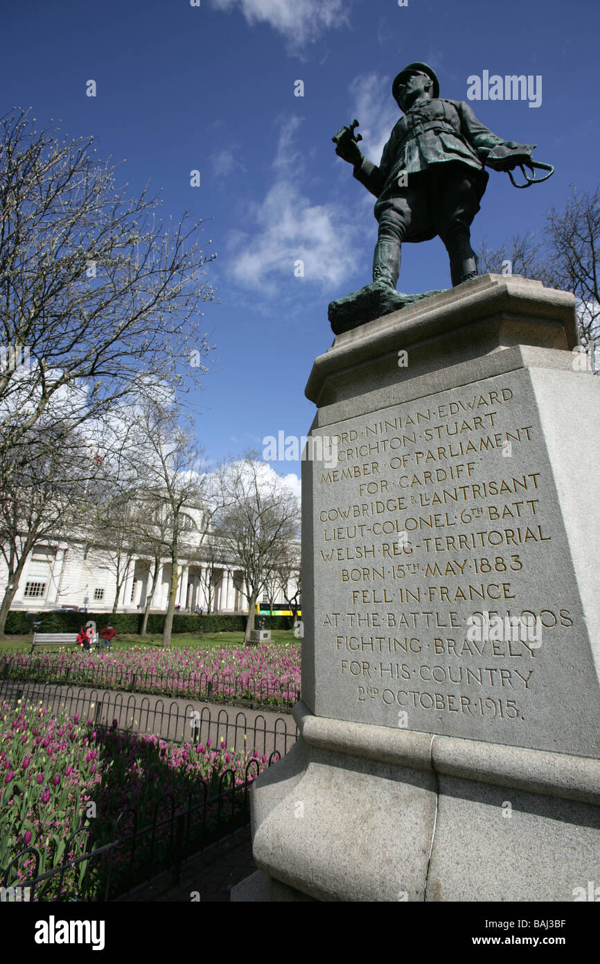 City of Cardiff, South Wales. William Goscombe John sculpted statue of ...