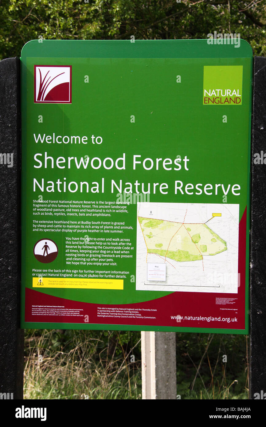 sign for sherwood forest national nature reserve Stock Photo - Alamy