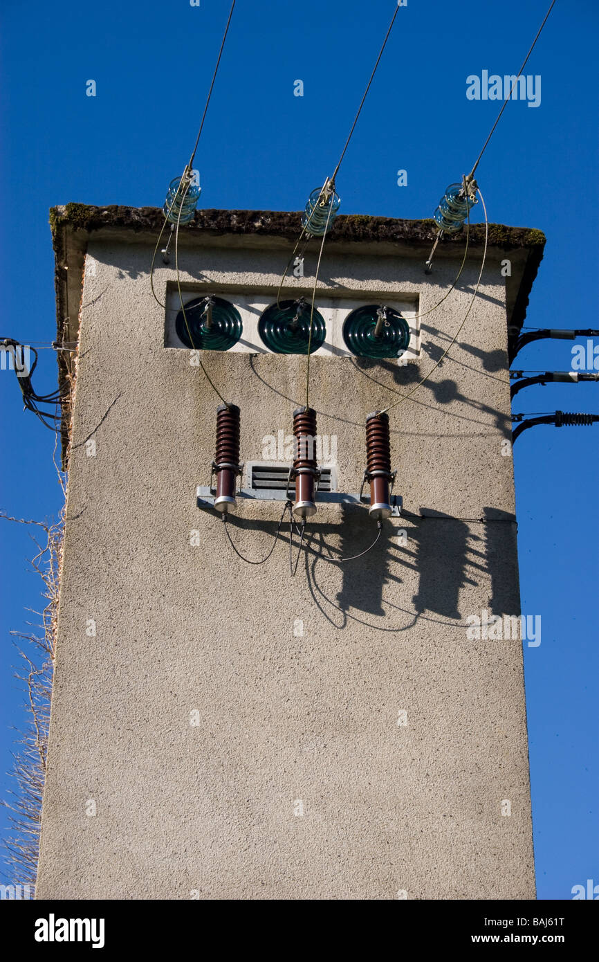 Traditional French electricity distribution tower Stock Photo - Alamy