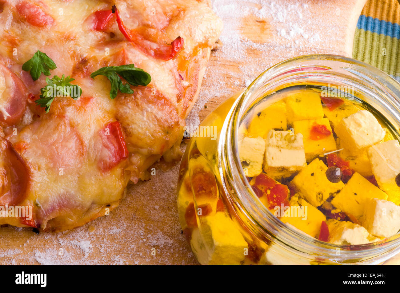 cheese and tomato pizza with rocket Stock Photo - Alamy
