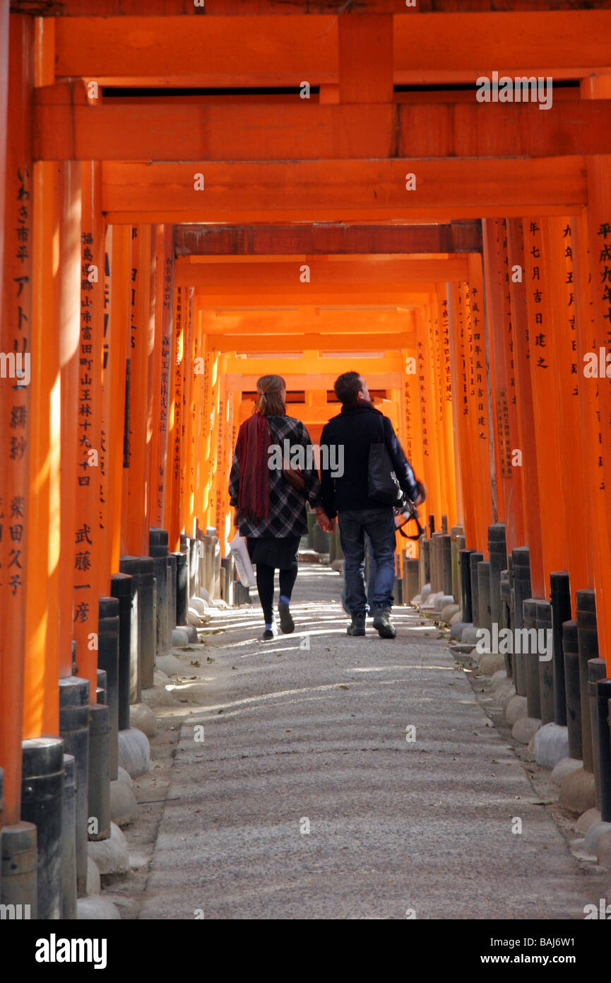 Rows of Torii gates at Fushumi Inari Taisha Kyoto Japan Stock Photo - Alamy