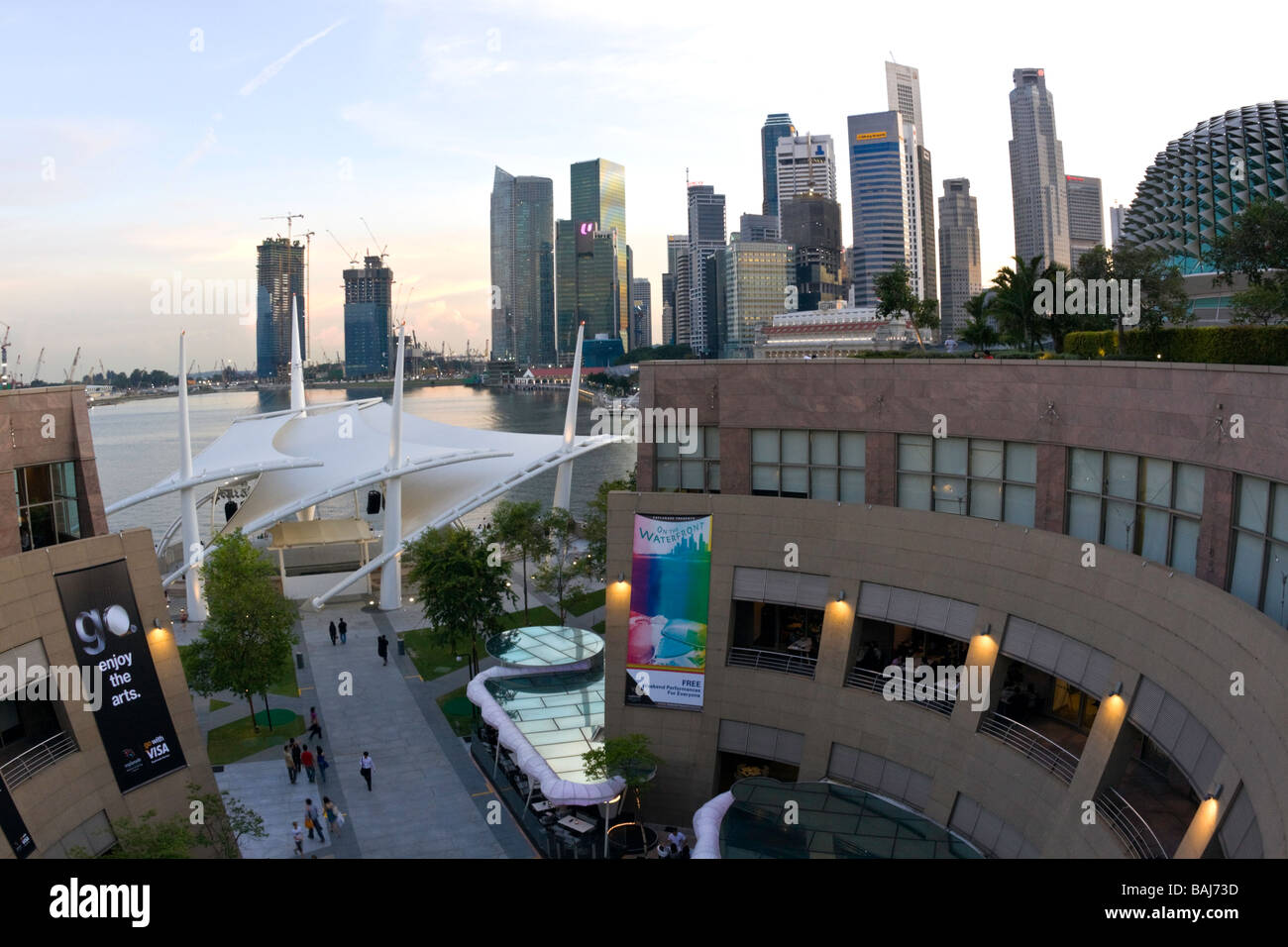 Singapore, Esplanade Mall and Skyline, evening Stock Photo - Alamy