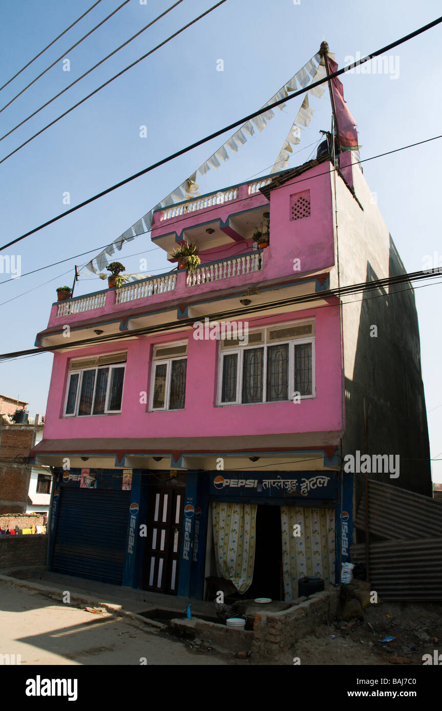 typical modern nepali building Stock Photo - Alamy