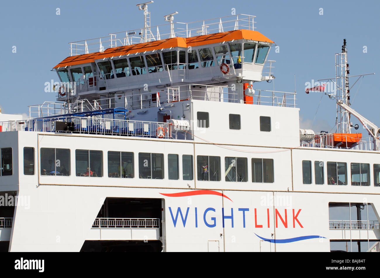 Isle of Wight IOW ferry Wight Sky bridge and superstructure Stock Photo ...
