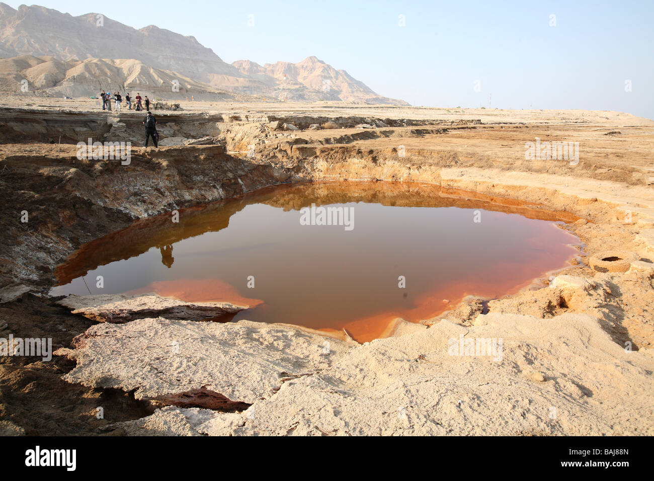 Israel Dead Sea Water pools in a sink hole on the shore of the Dead Sea ...