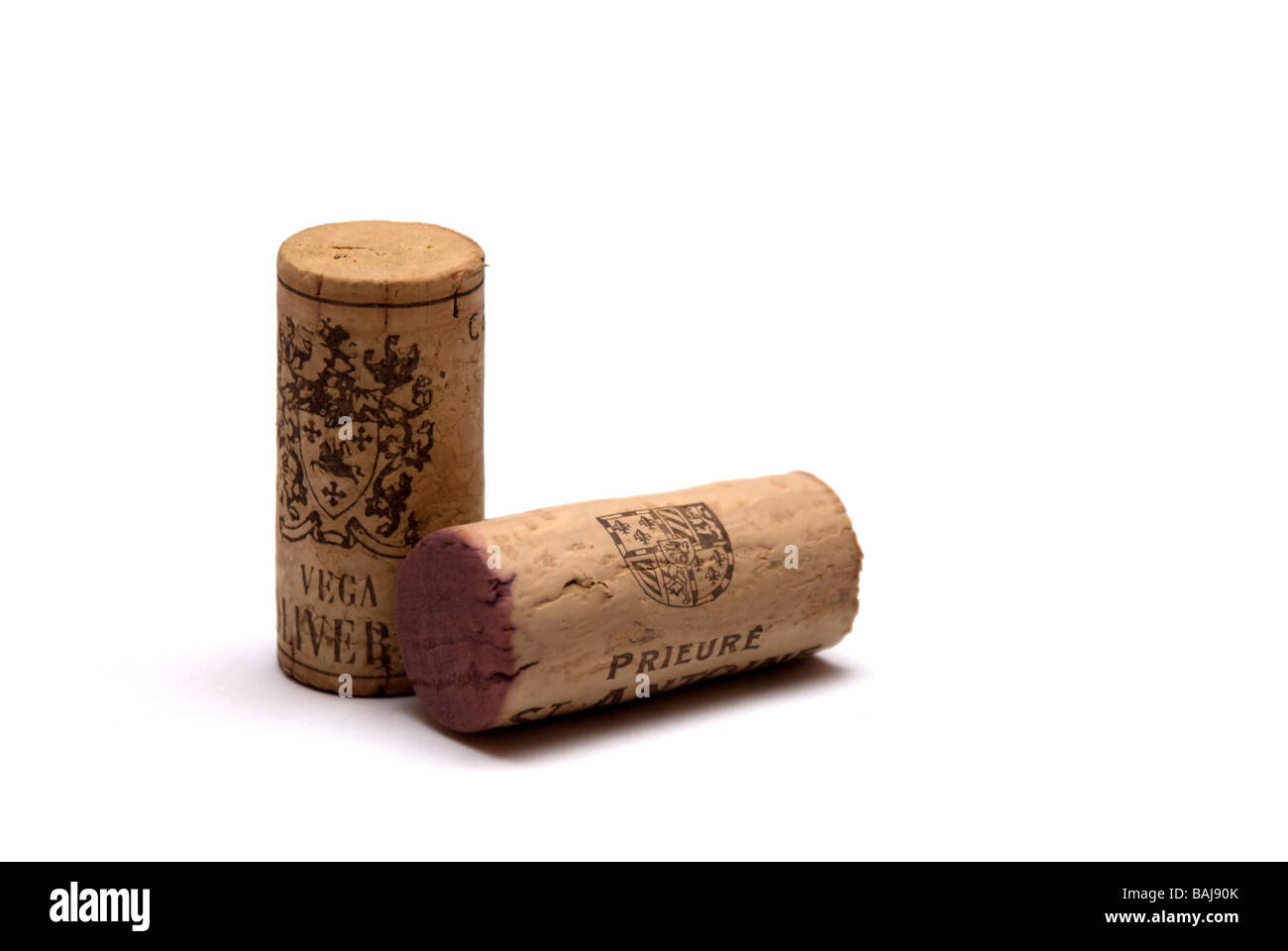 A pair of corks on a white background Stock Photo - Alamy