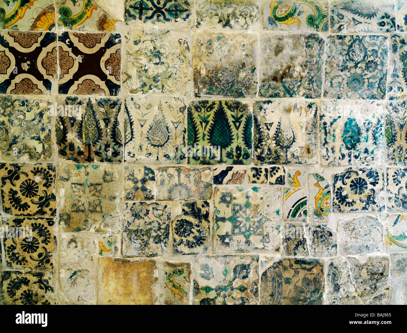 Israel Akko El Basha Bath-House wall tiles Stock Photo - Alamy