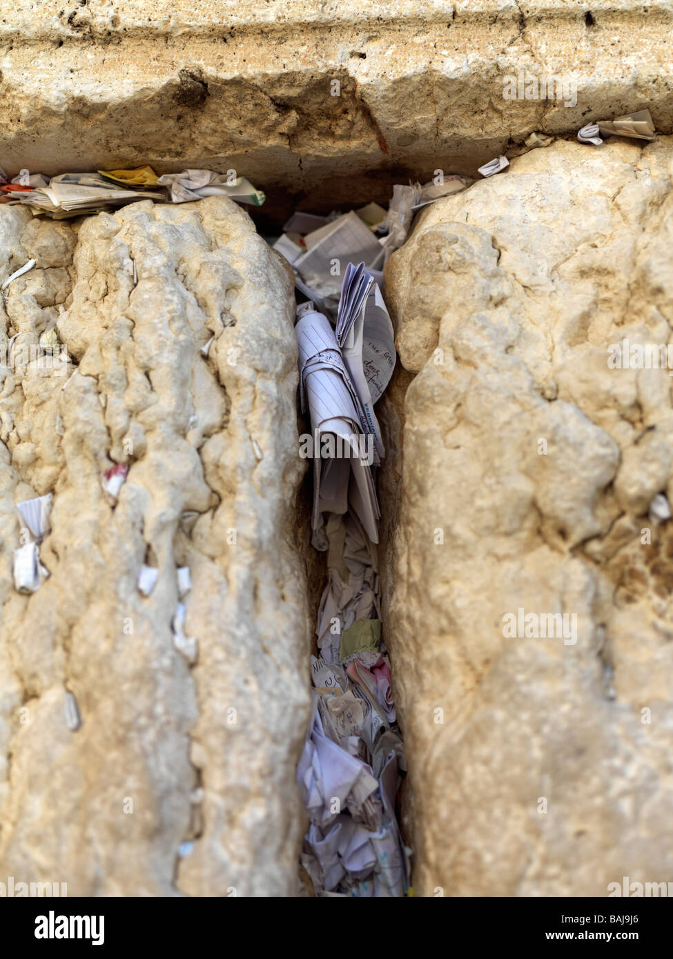 Israel Jerusalem Western Wall or Wailing Wall with prayers slips Stock ...